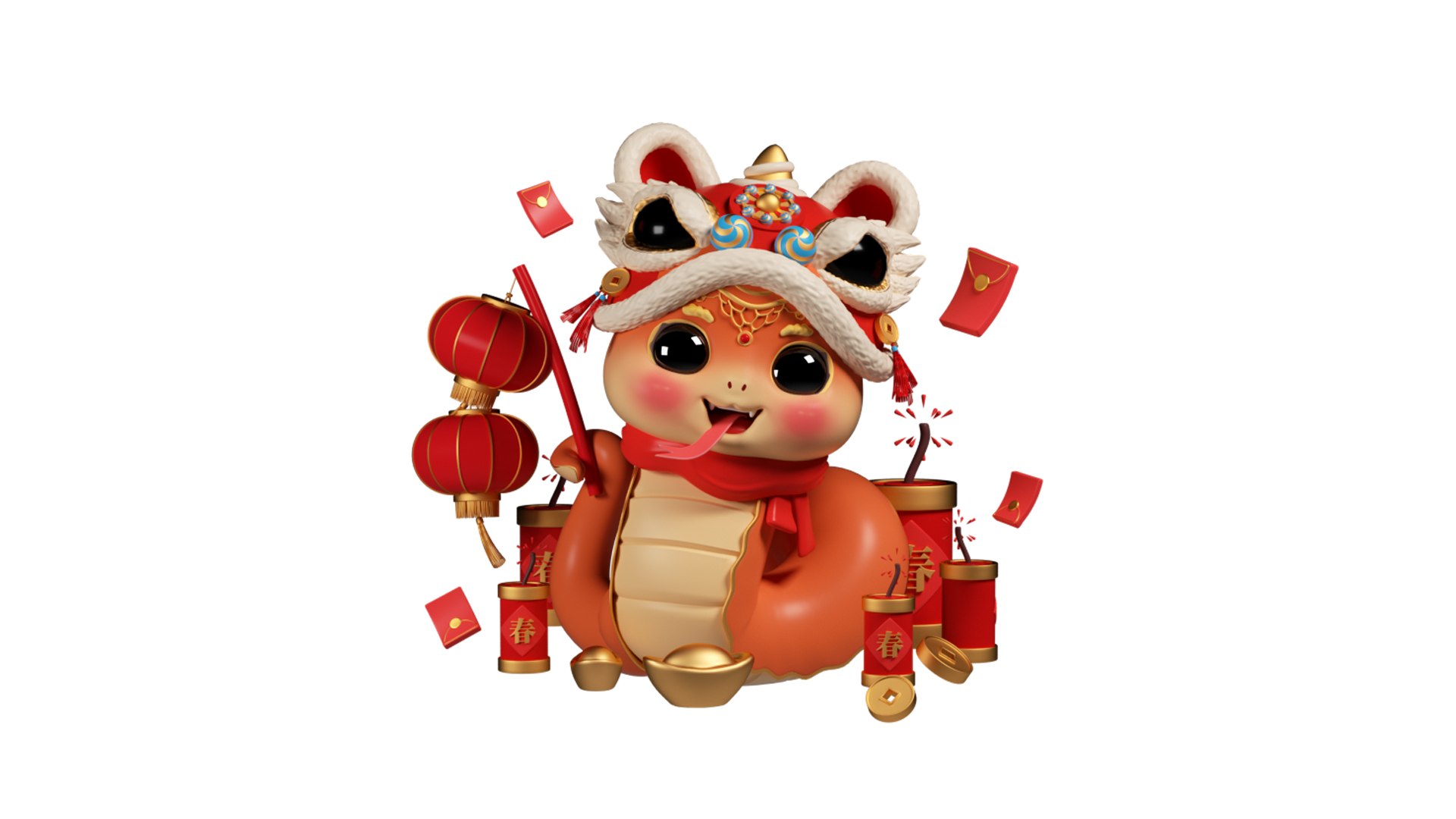 Chinese New Year Cute Chinese Zodiac Signs Snake Model - TurboSquid 2321154