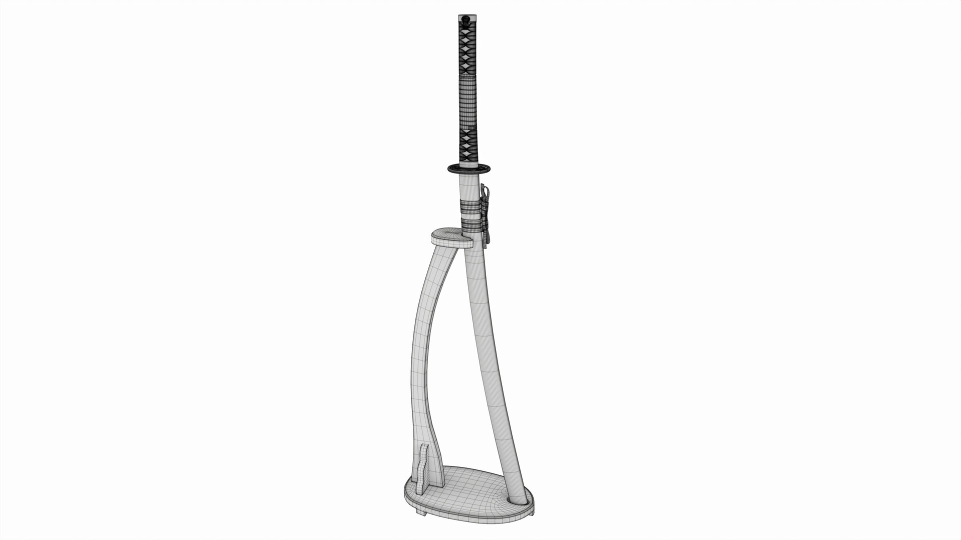 Japanese Sword Katana On A Vertical Stand 3D Model - TurboSquid 2183669