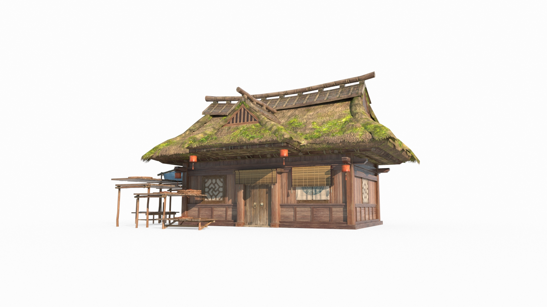 3D Asian Ancient Architecture Thatched Cottage Model - TurboSquid 2330271