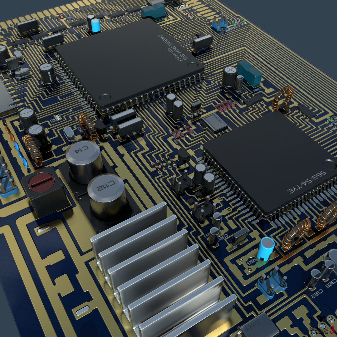 Generic circuit blue board 3D model - TurboSquid 1234784