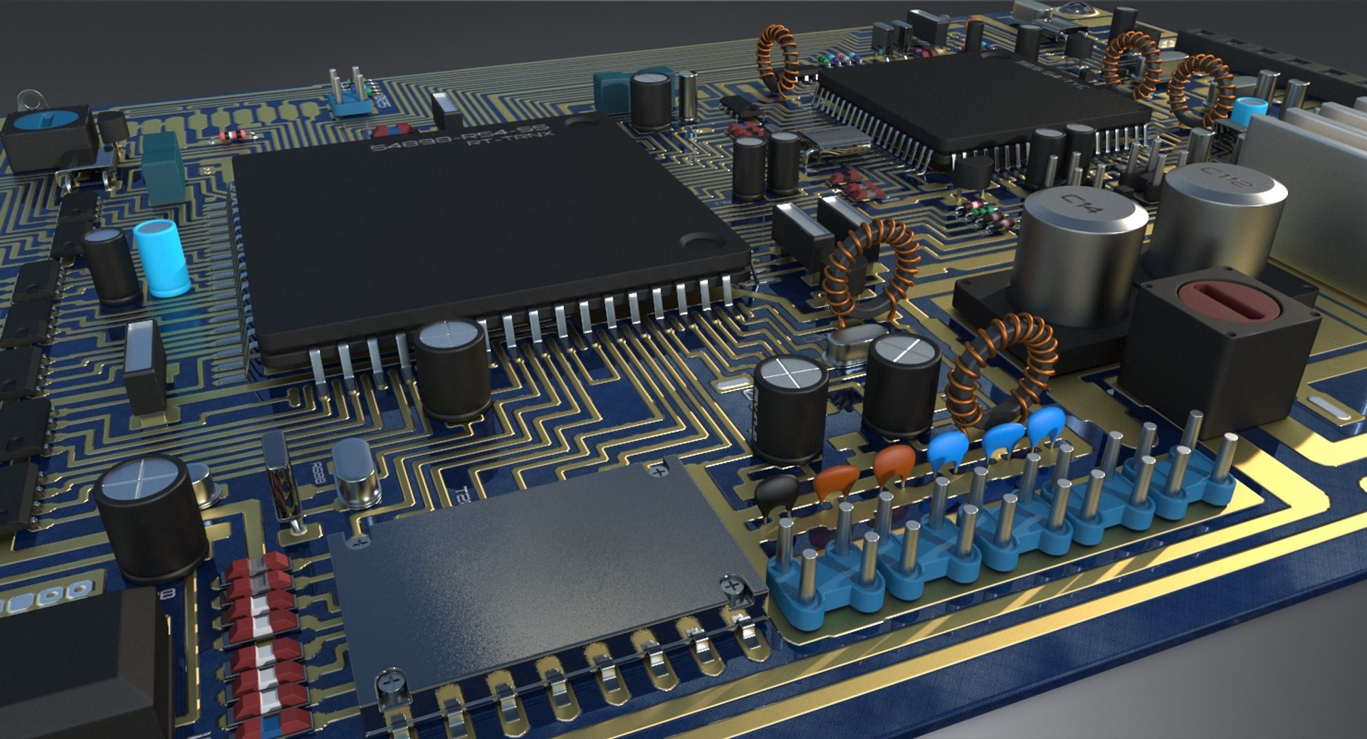 Generic Circuit Blue Board 3D Model - TurboSquid 1234784