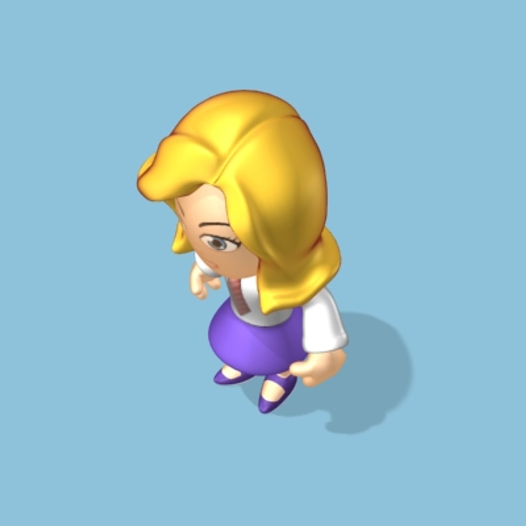 Simple Female Cartoon Character 3d Model