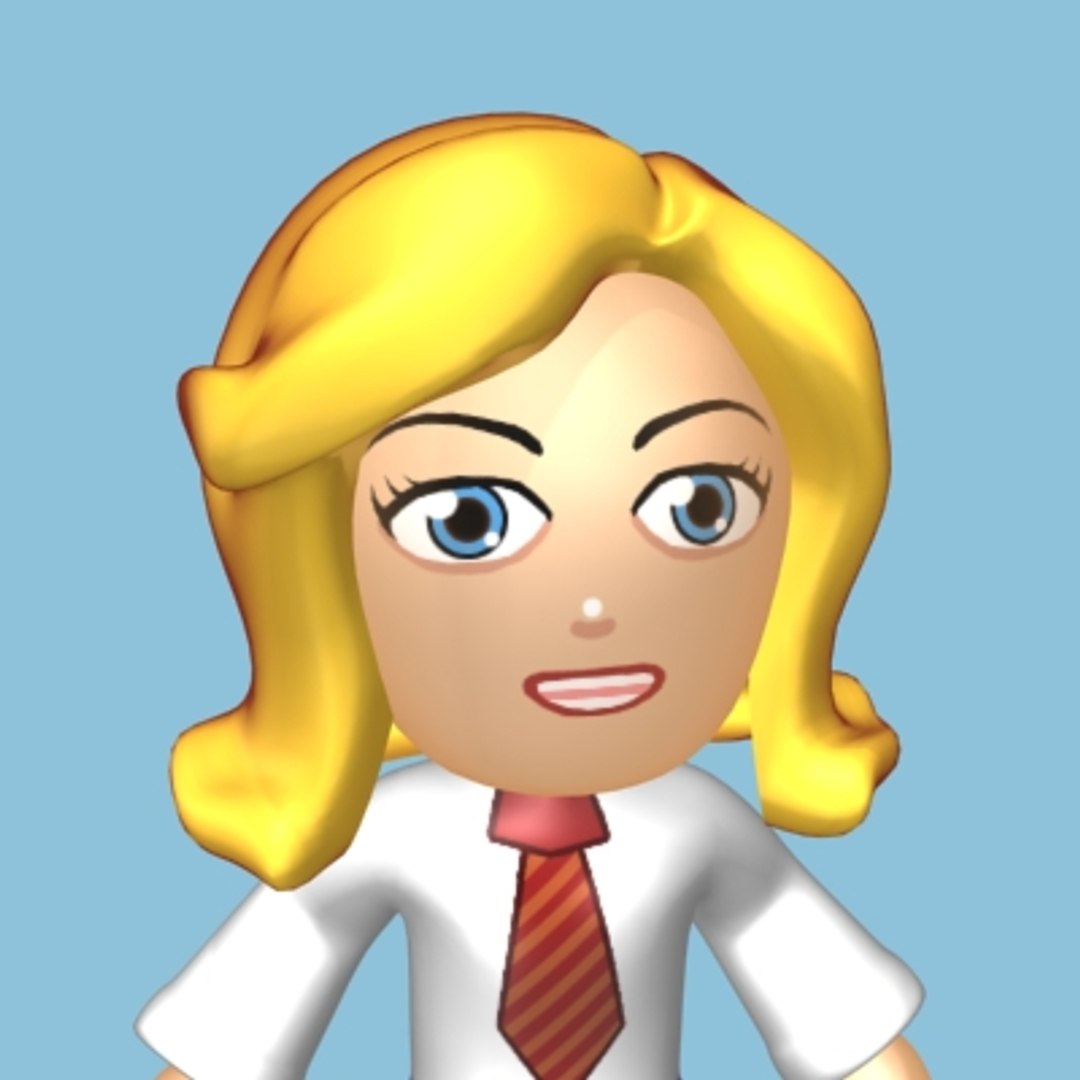 Simple Female Cartoon Character 3d Model