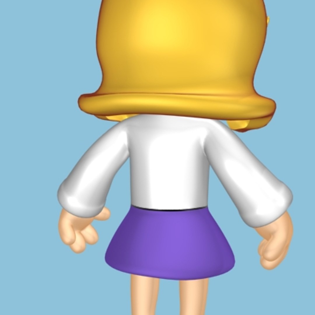 Simple Female Cartoon Character 3d Model