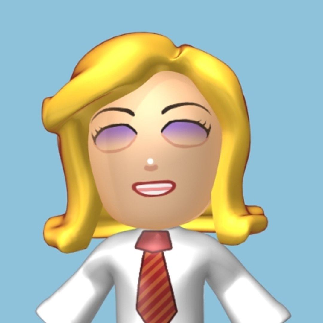 Simple Female Cartoon Character 3d Model