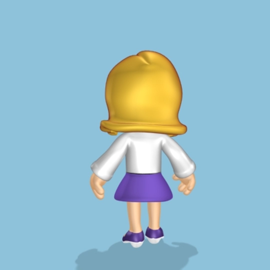 Simple Female Cartoon Character 3d Model