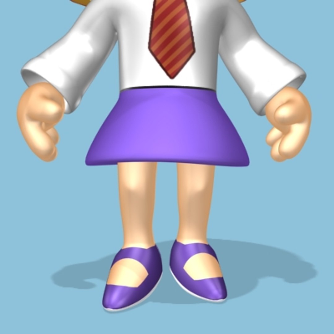 Simple Female Cartoon Character 3d Model