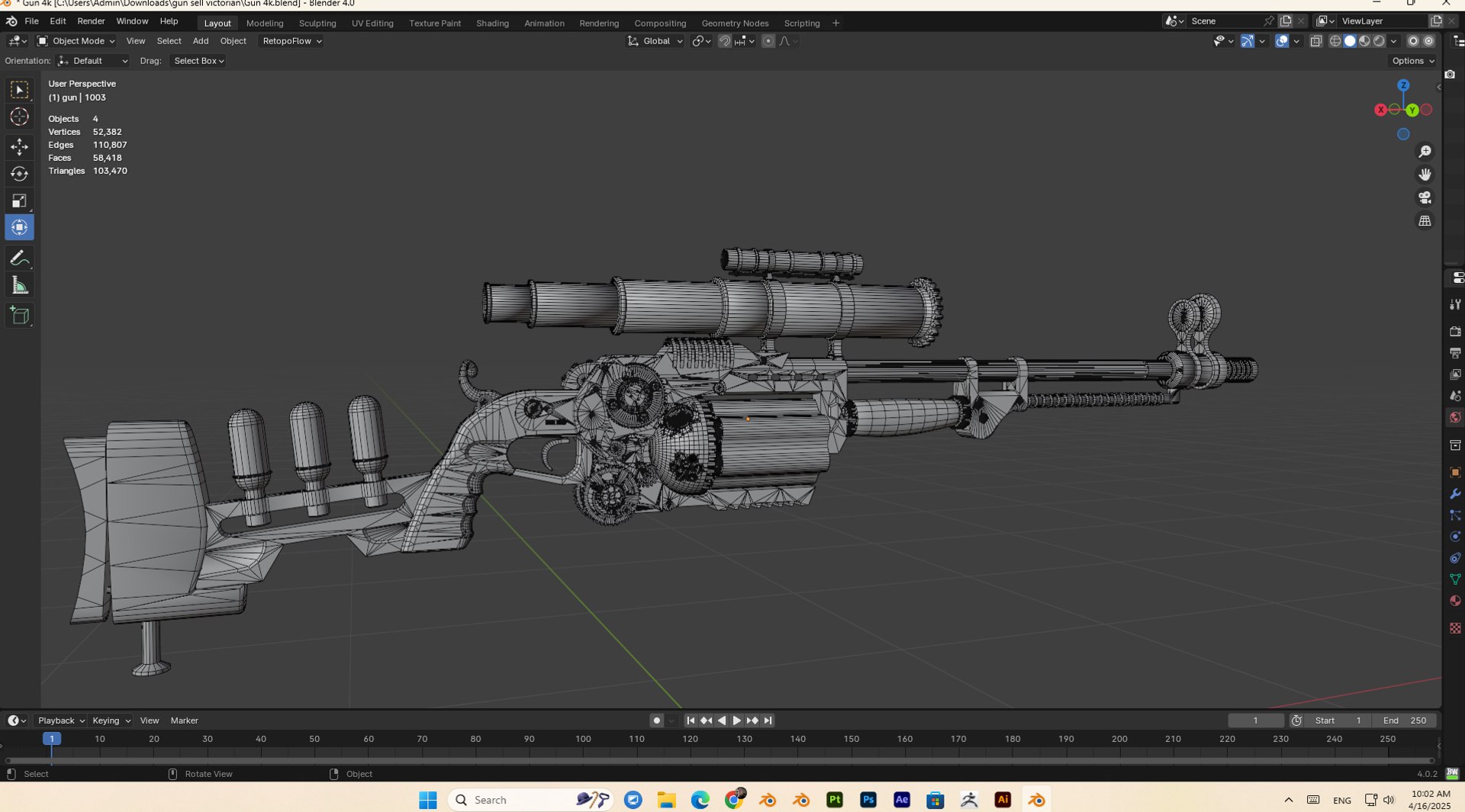 Victoria Gun PBR 4k Model - TurboSquid 2392775