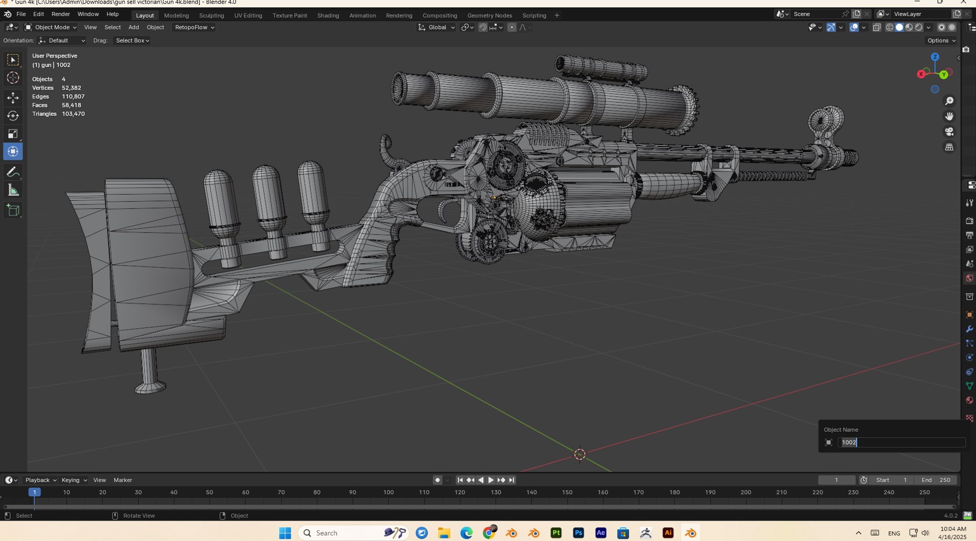 Victoria Gun PBR 4k Model - TurboSquid 2392775