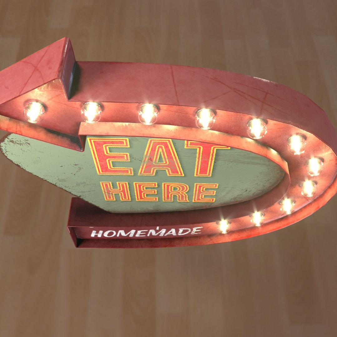 Sign Eat Arrow 3D Model - TurboSquid 1598024