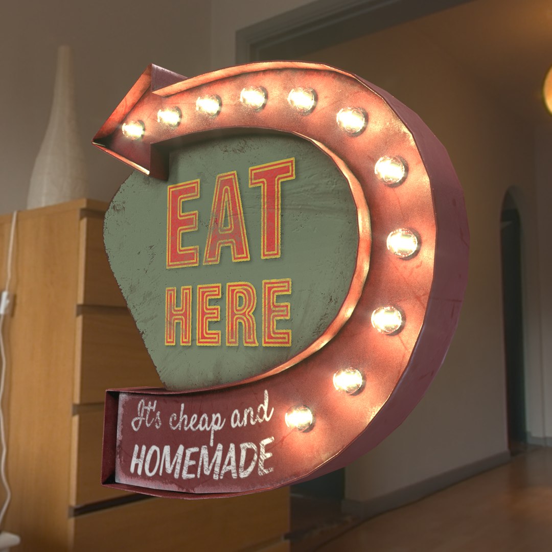 Sign Eat Arrow 3D Model - TurboSquid 1598024