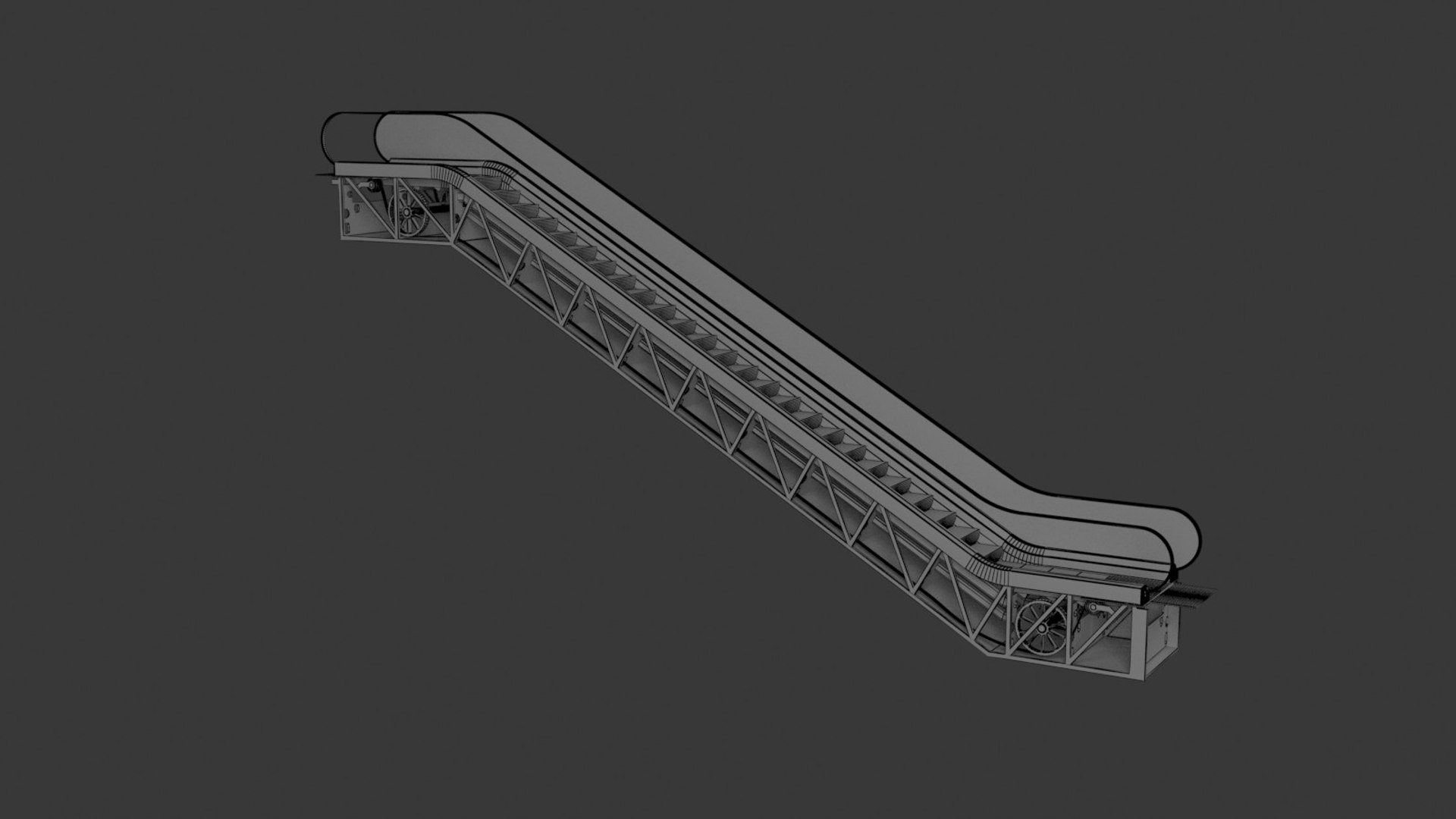Escalator Building 3d Model