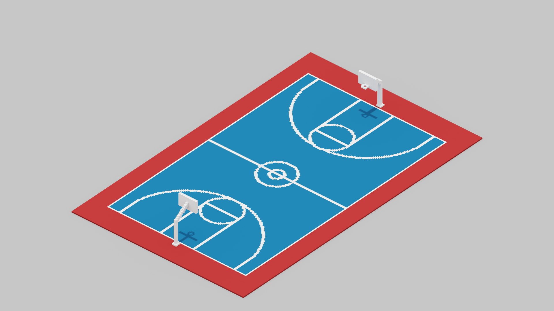 3D Voxel Basketball Court Model - TurboSquid 1870424