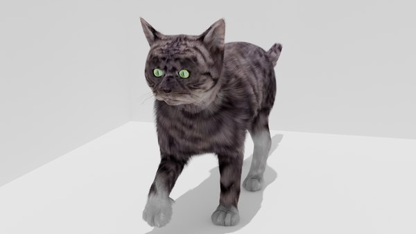 modelo 3d Modelo 3D animado de gato gris Grace realizado en Blender de ...