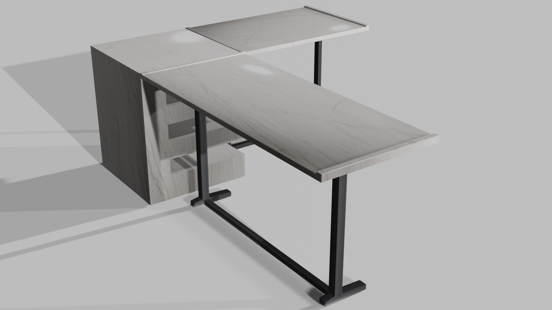 Marble L-Shaped Desk 3D Model - TurboSquid 2212542