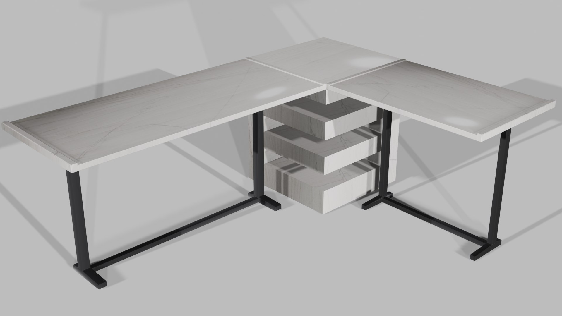 modelo 3d Escritorio de mármol en forma de L - TurboSquid 2212542