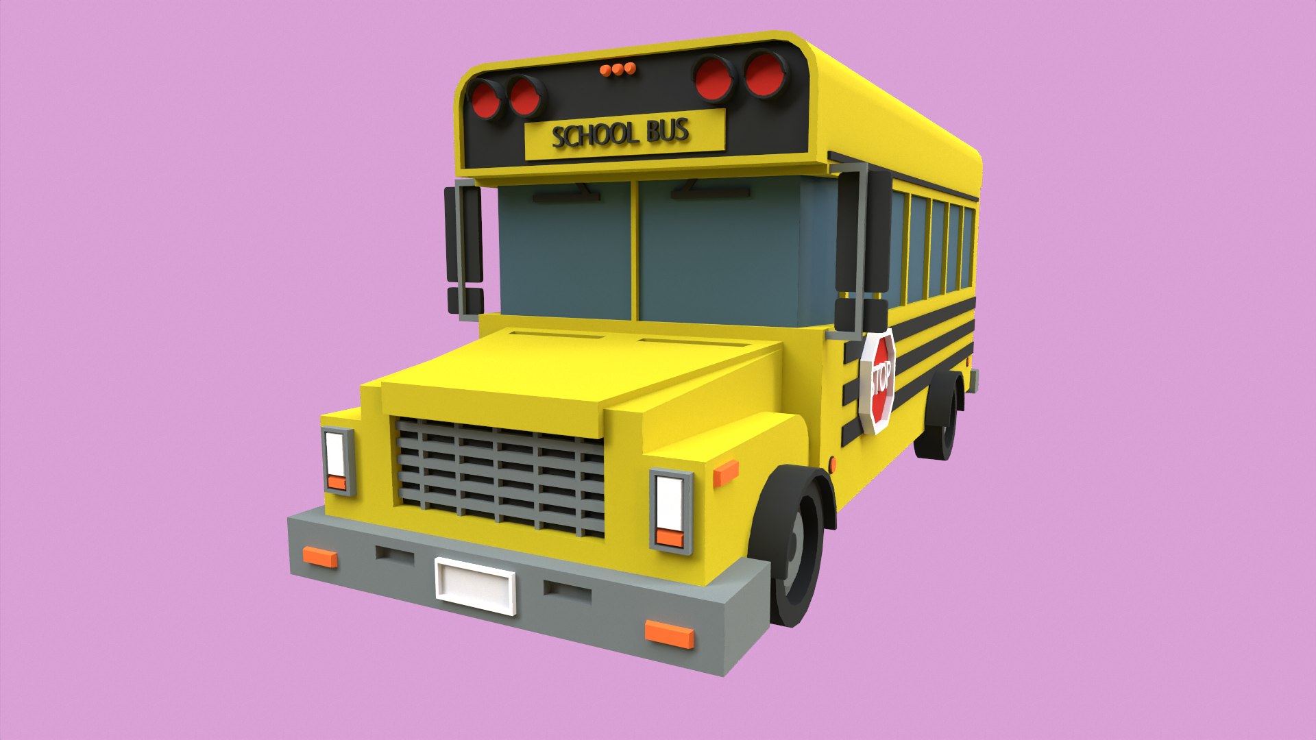 Lowpoly School Bus 3D Model - TurboSquid 2042033