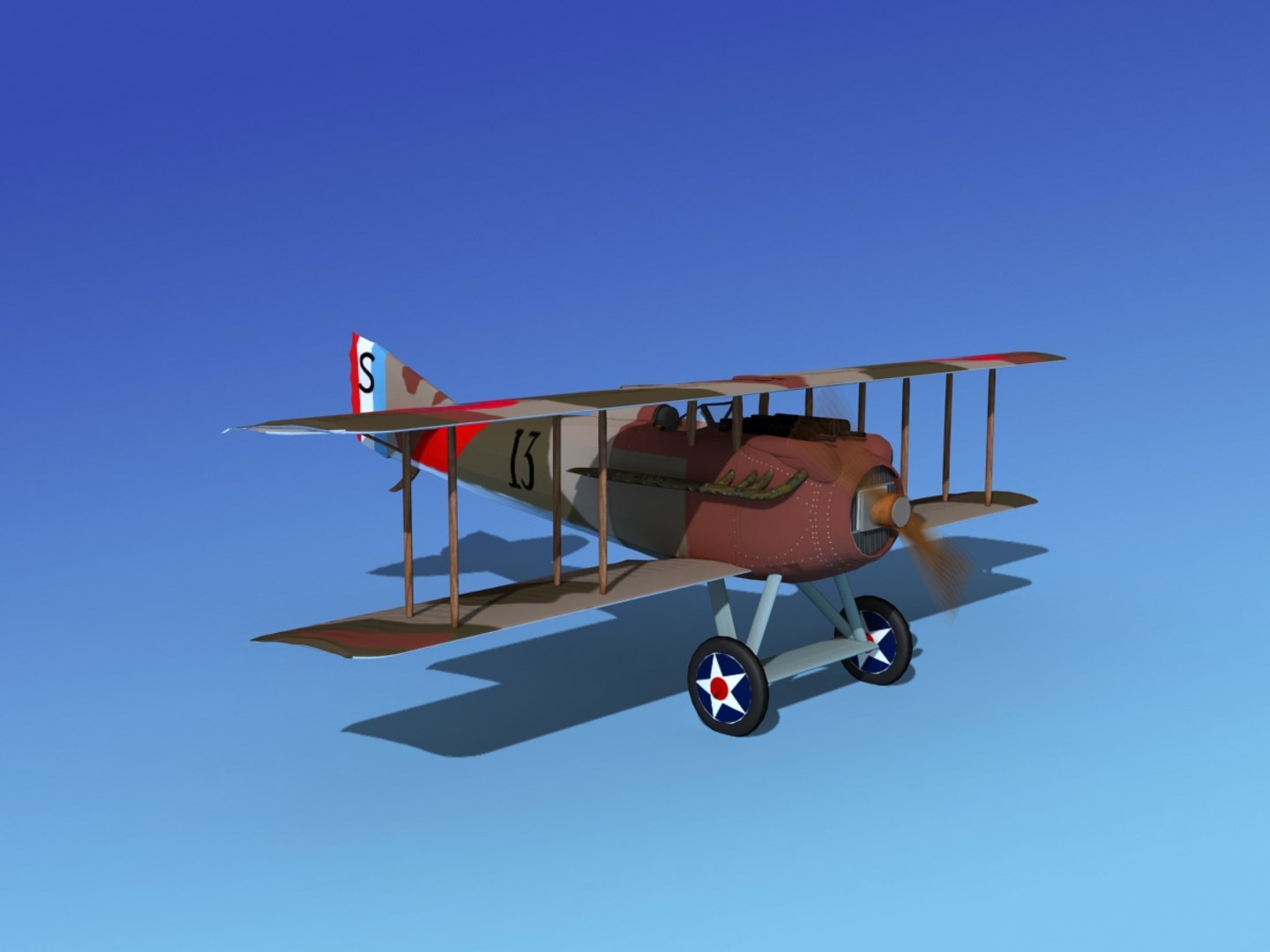 3d Spad Vii S Fighter Aircraft Model