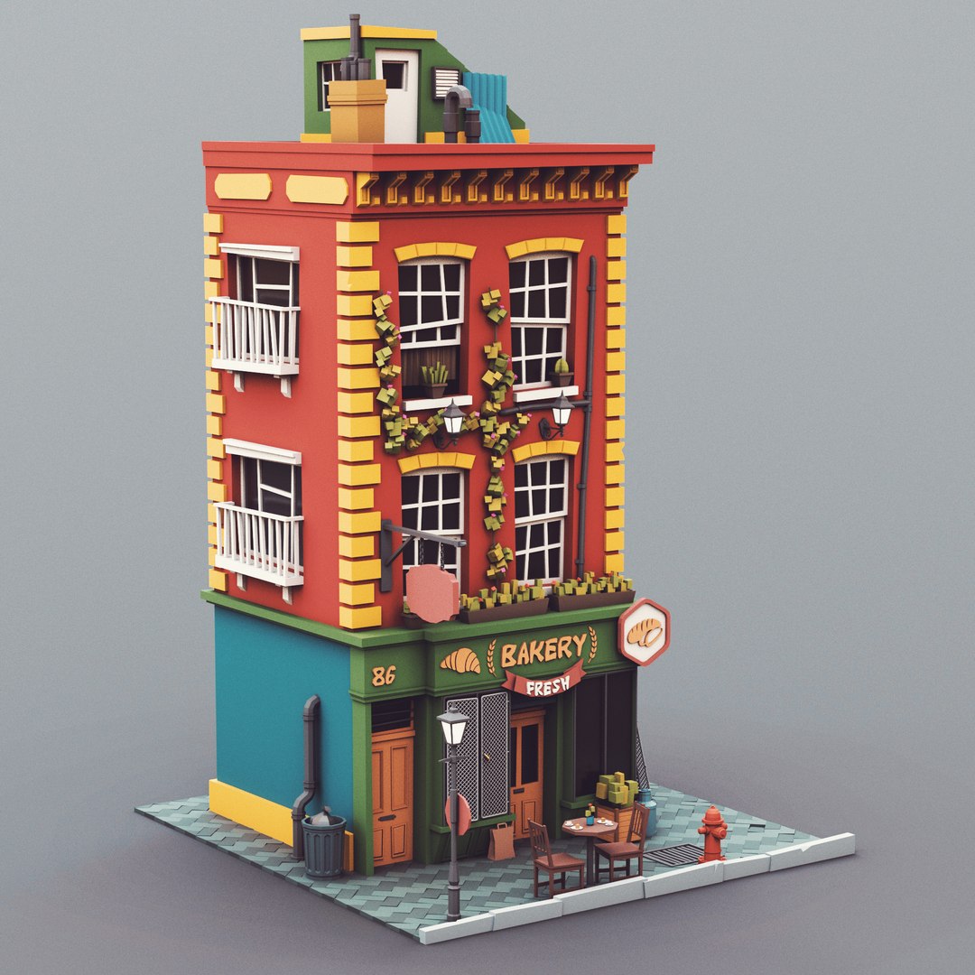 3D Low Poly Bakery 01 Model - TurboSquid 2006121
