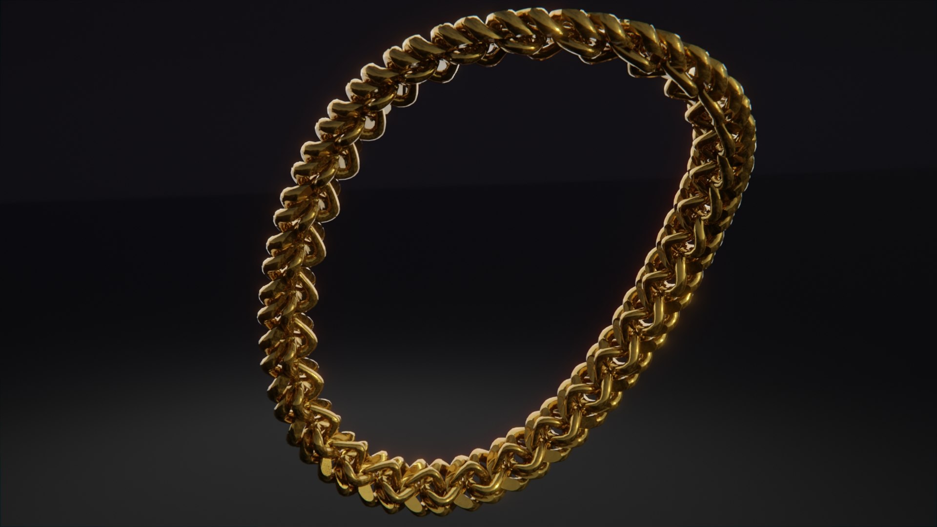 3D Model Gold Interlocking Diamond Link Chain - Textured Diamonds ...
