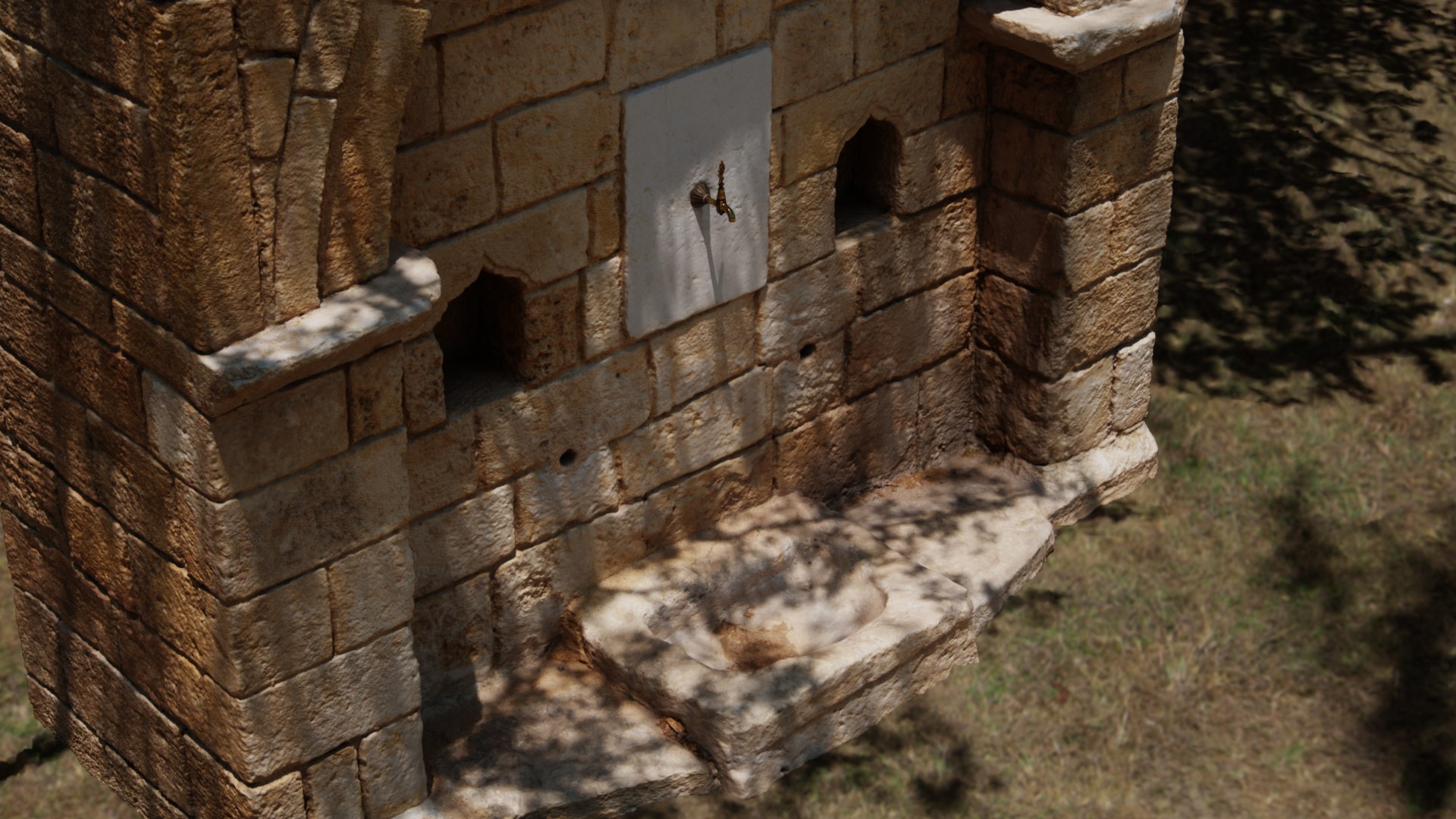 3D Medieval Stone Drinking Fountain - 8K - TurboSquid 2219034