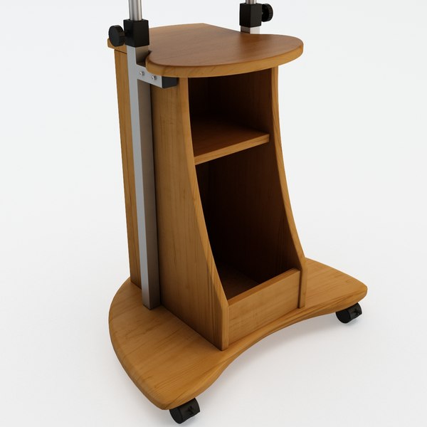 3d model wooden computer cart