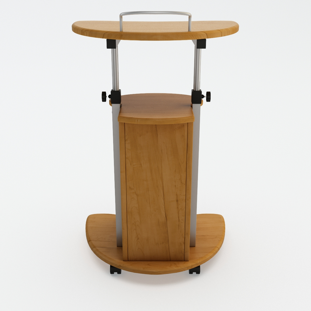 3d Model Wooden Computer Cart