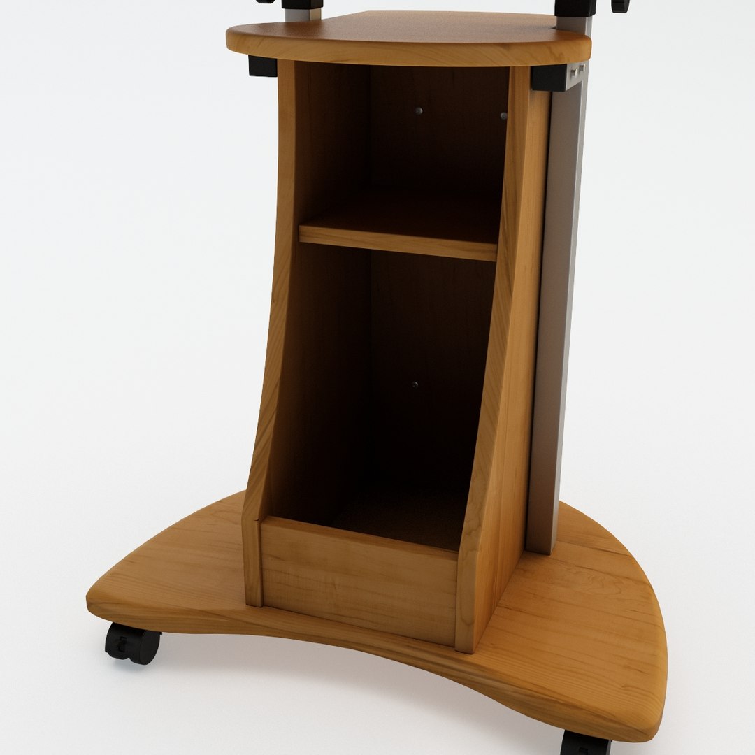 3d Model Wooden Computer Cart