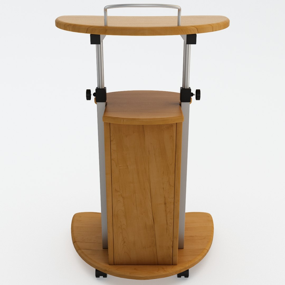 3d Model Wooden Computer Cart