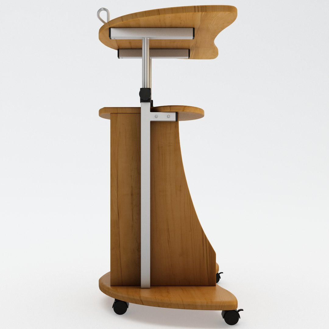 3d Model Wooden Computer Cart