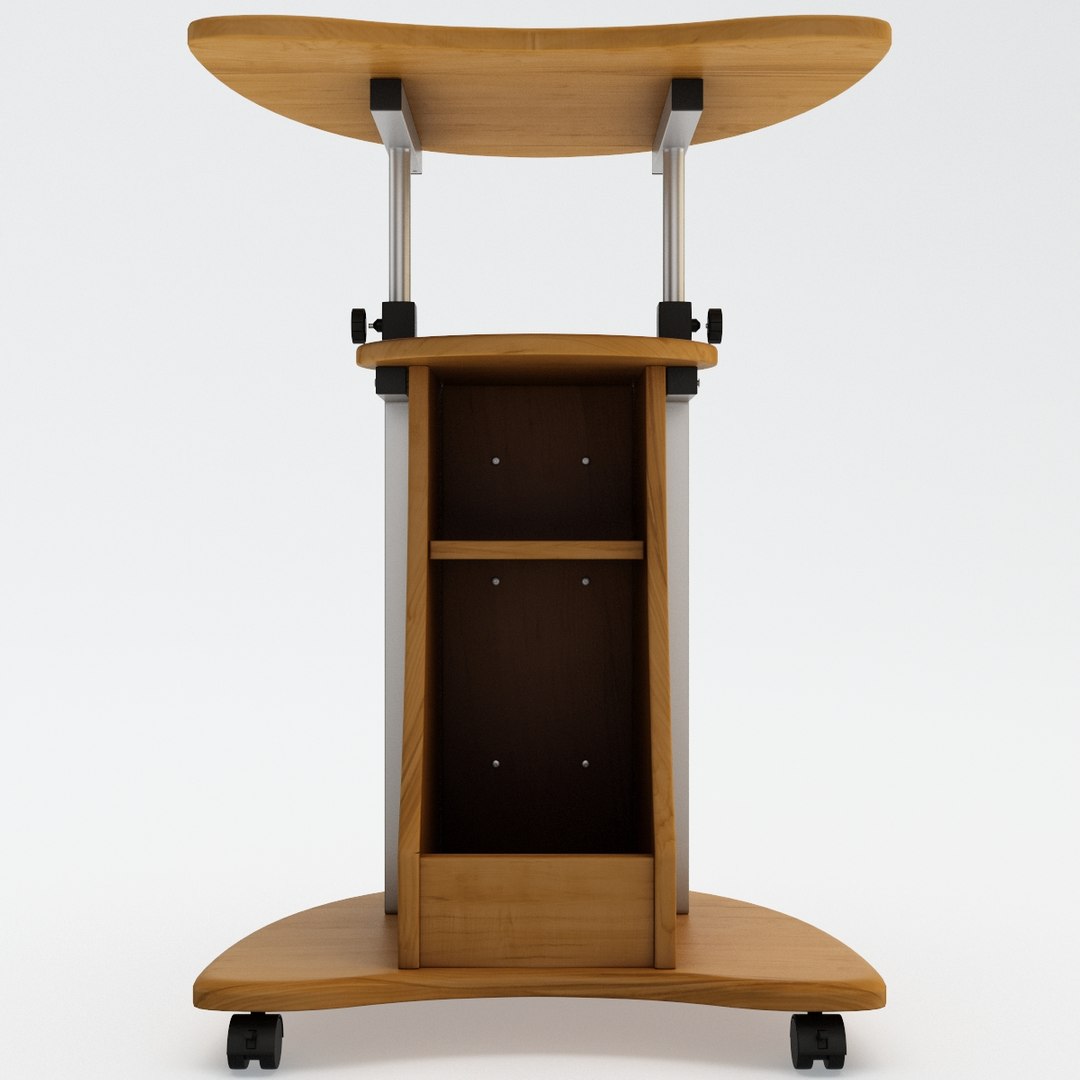 3d Model Wooden Computer Cart