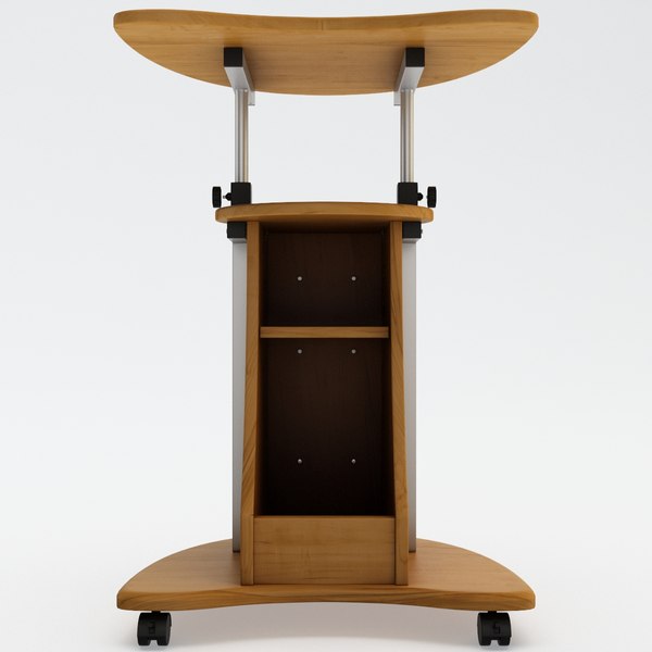 3d model wooden computer cart