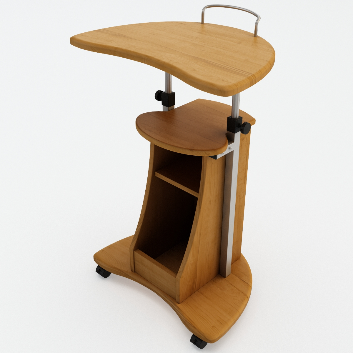 3d model wooden computer cart