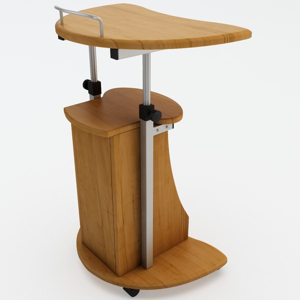 3d model wooden computer cart