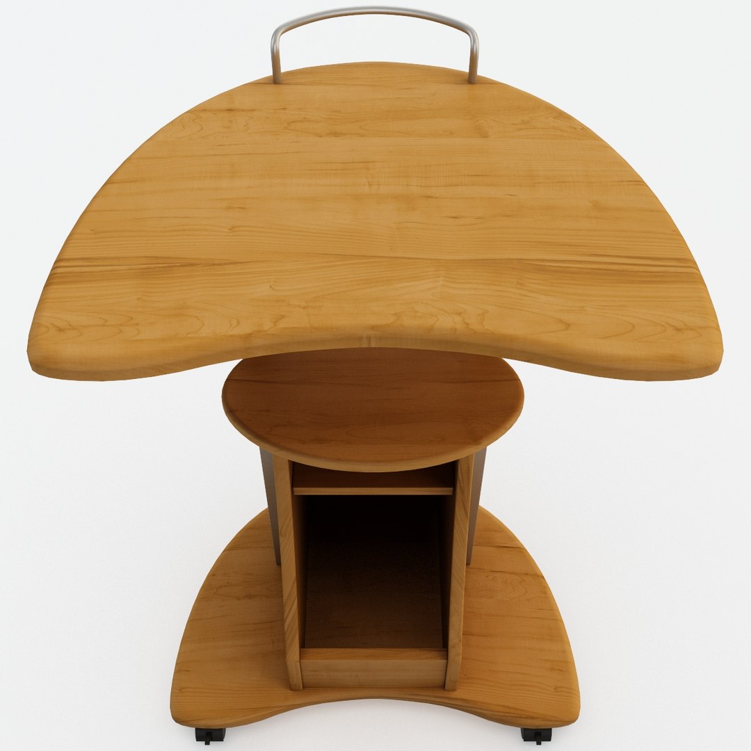 3d Model Wooden Computer Cart