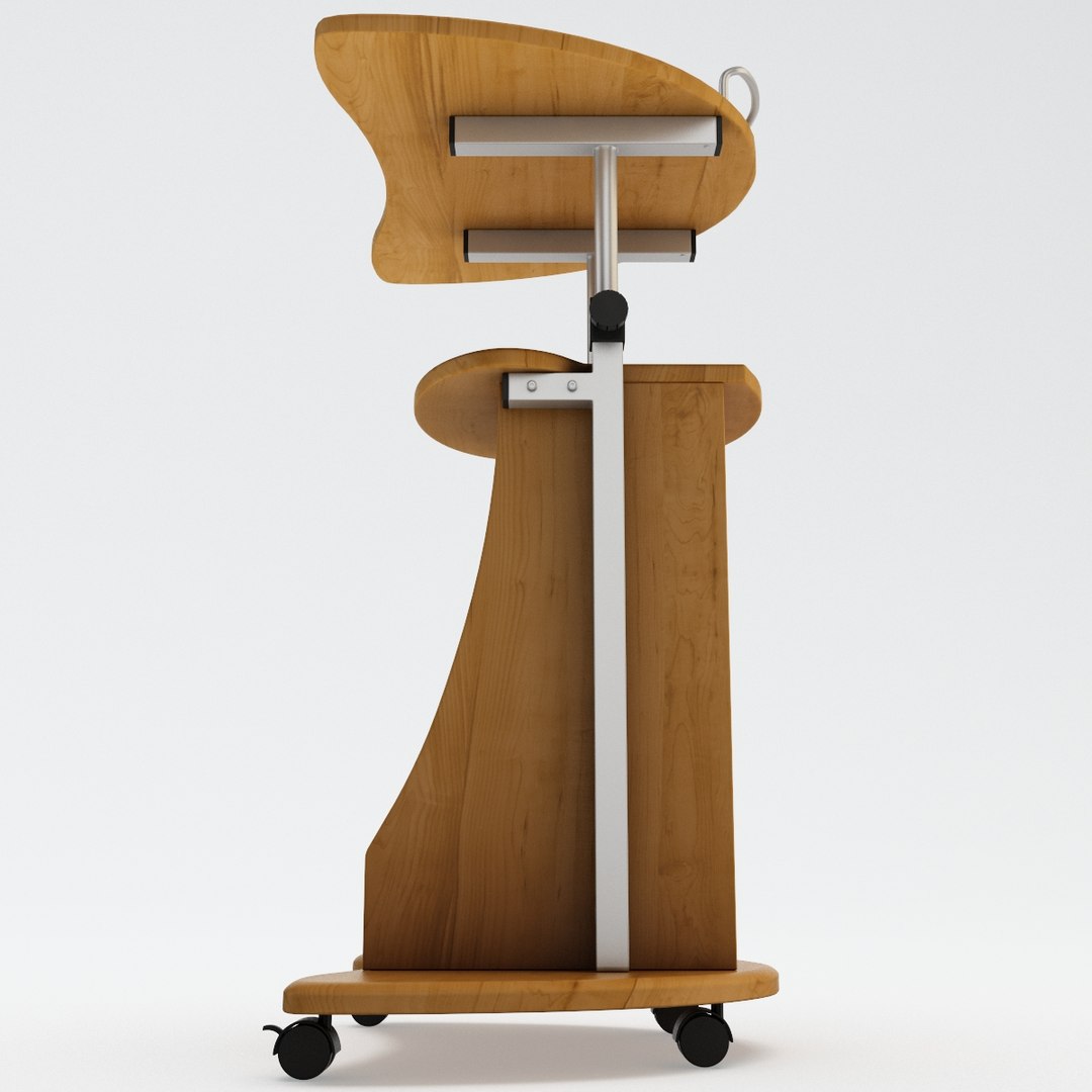 3d Model Wooden Computer Cart