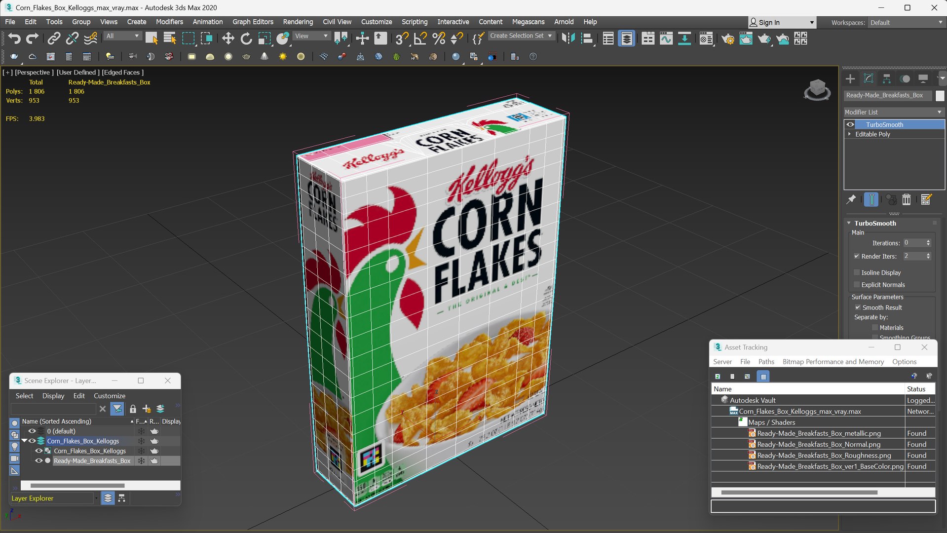 Corn Flakes Box Kelloggs Model - TurboSquid 2347147