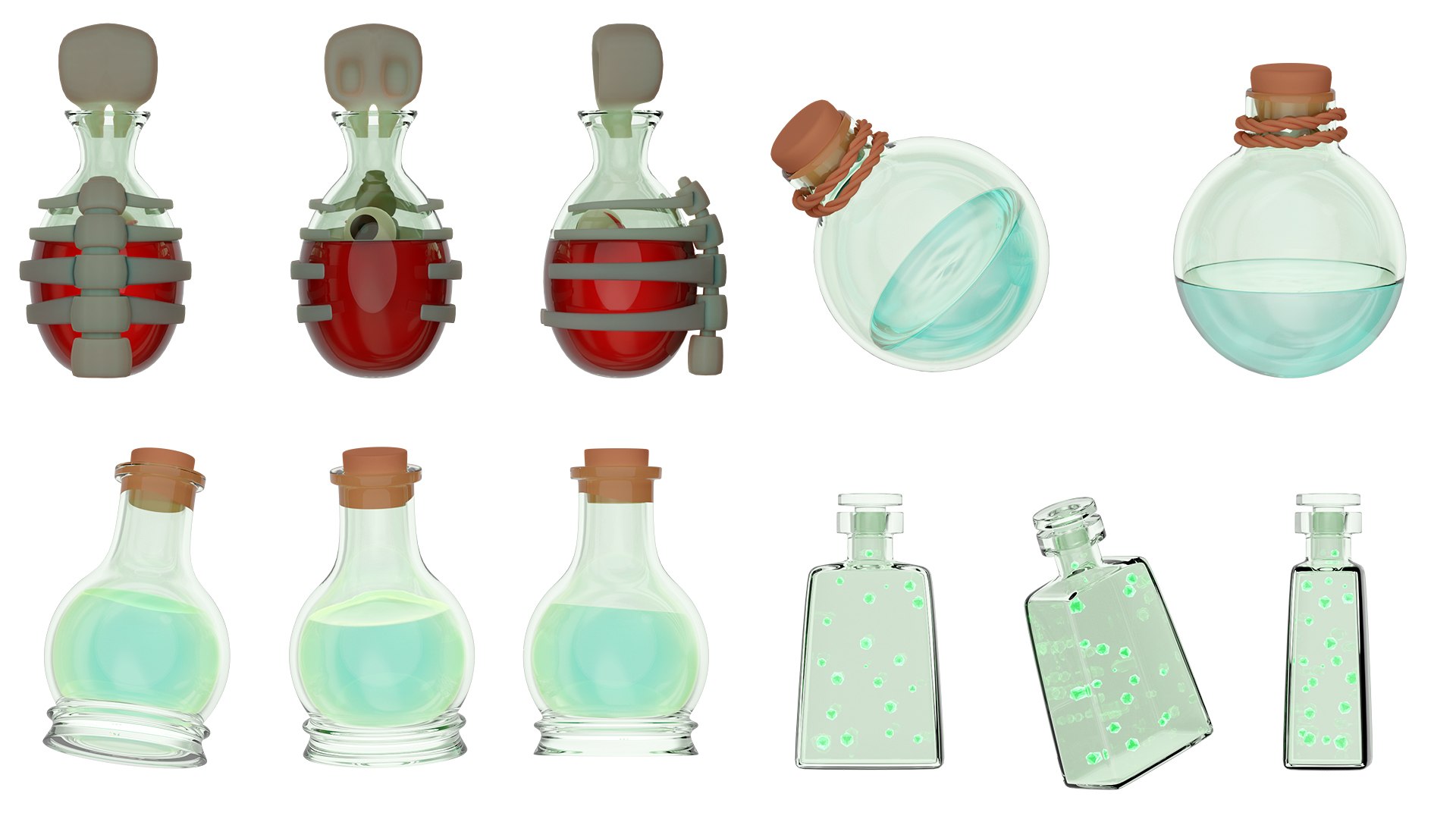 Set Of Flasks Icons 3D Model - TurboSquid 2026524