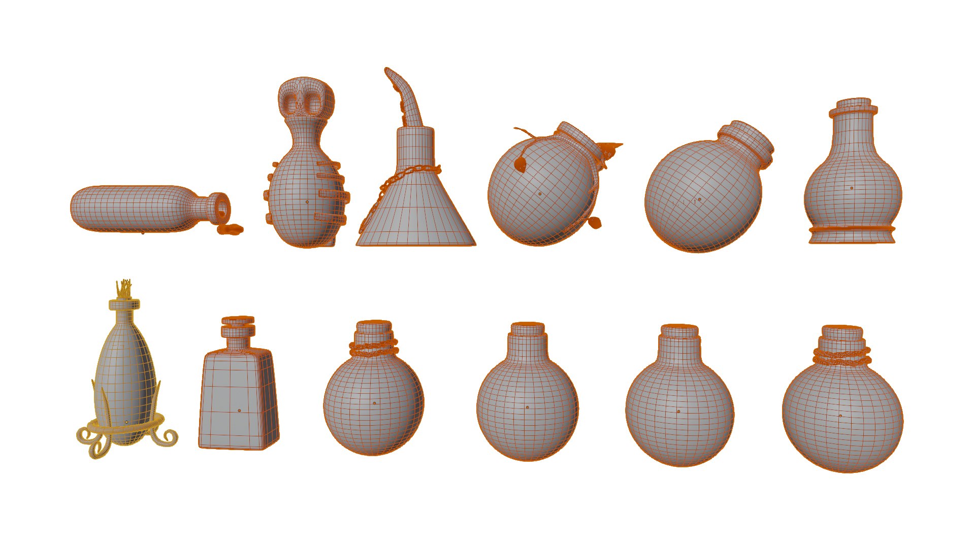 Set Of Flasks Icons 3D Model - TurboSquid 2026524