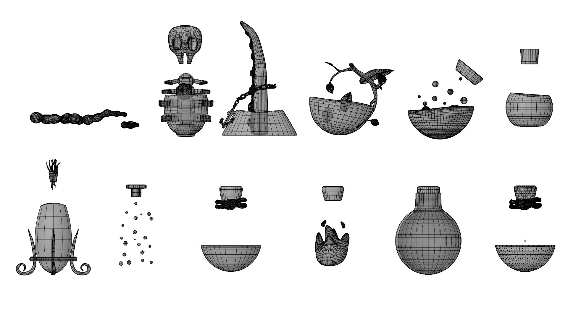 Set Of Flasks Icons 3D Model - TurboSquid 2026524