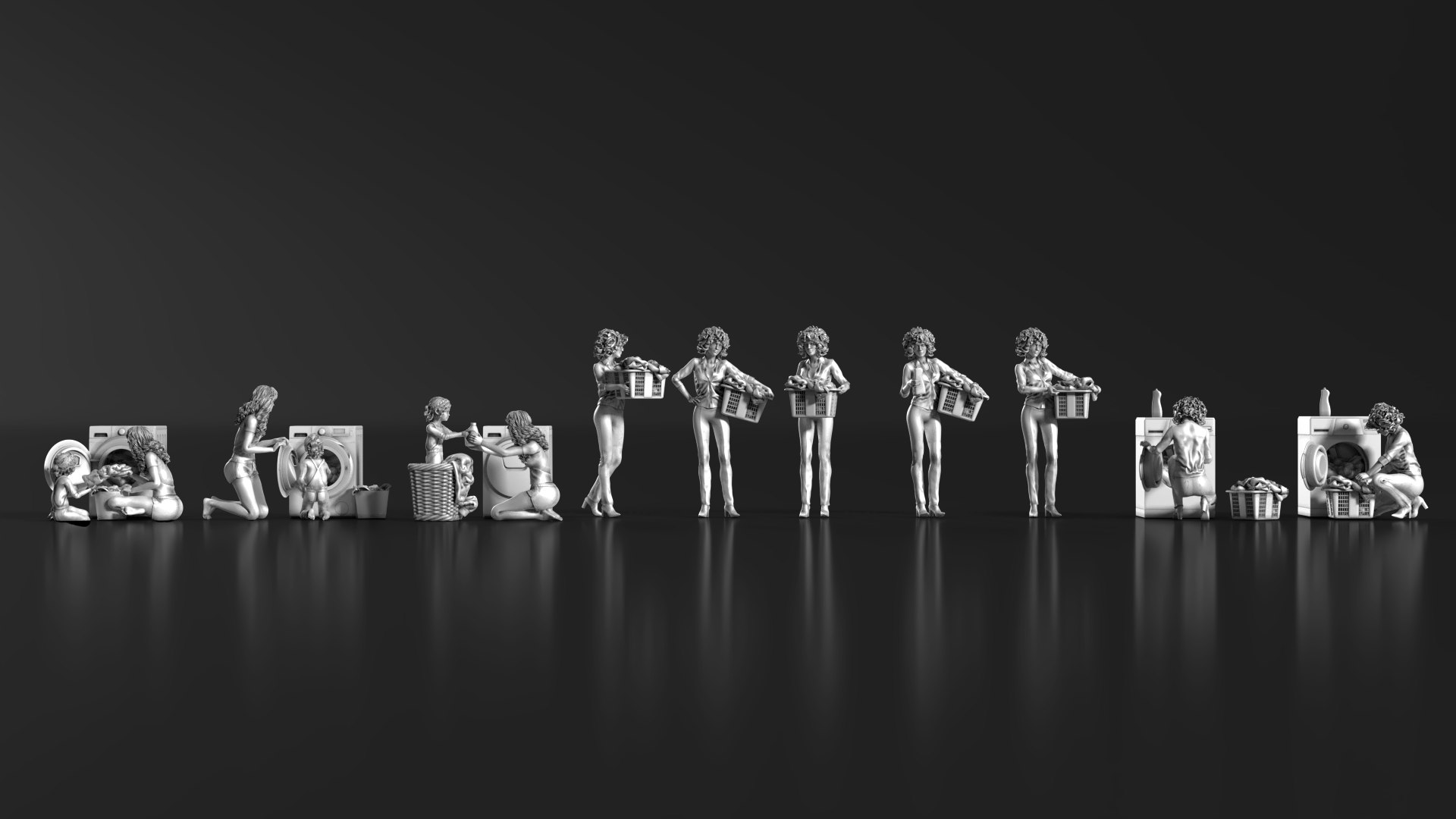 3D Model HD People 02 Washing Clothes - TurboSquid 1835608