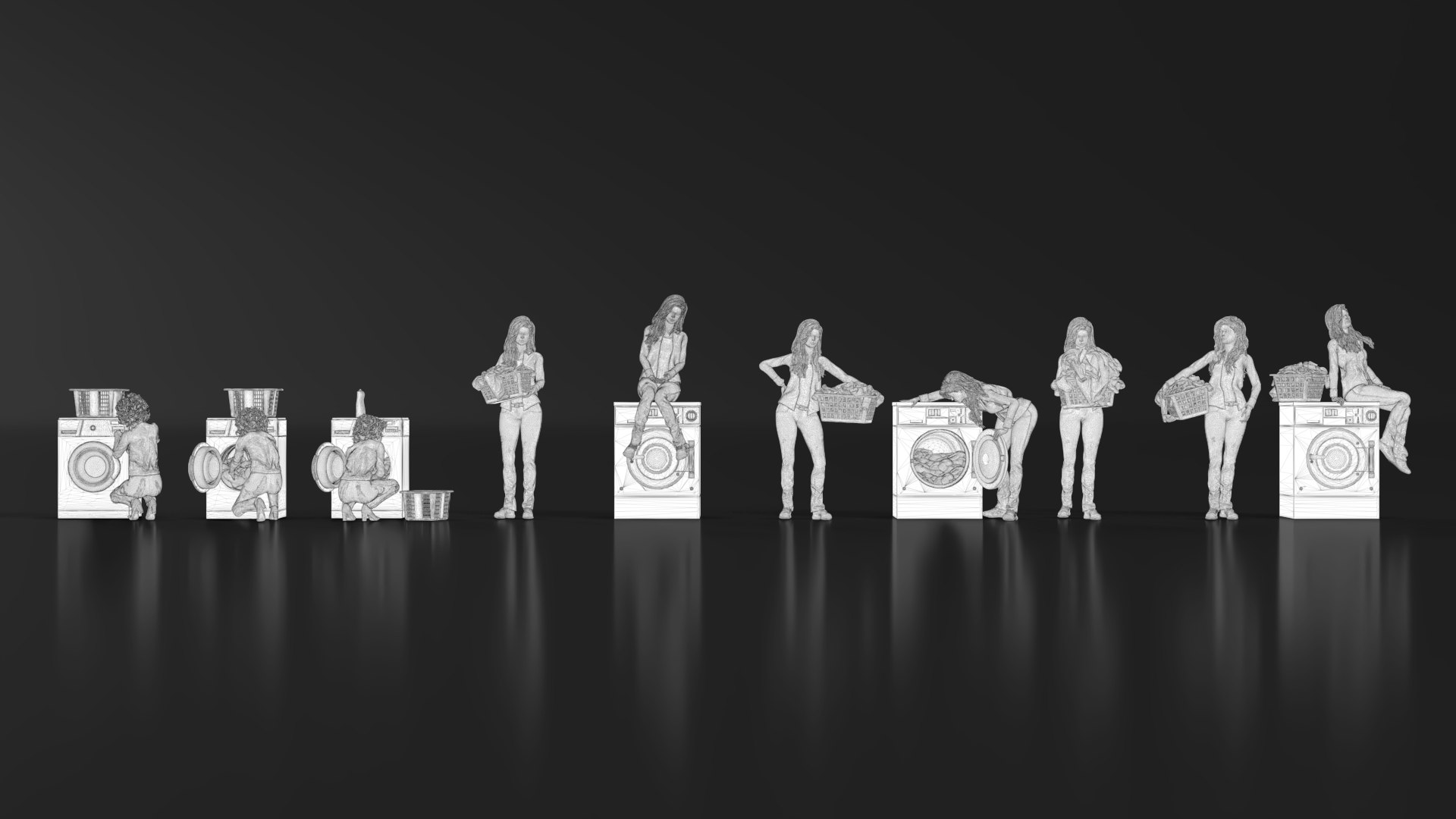 3D Model HD People 02 Washing Clothes - TurboSquid 1835608