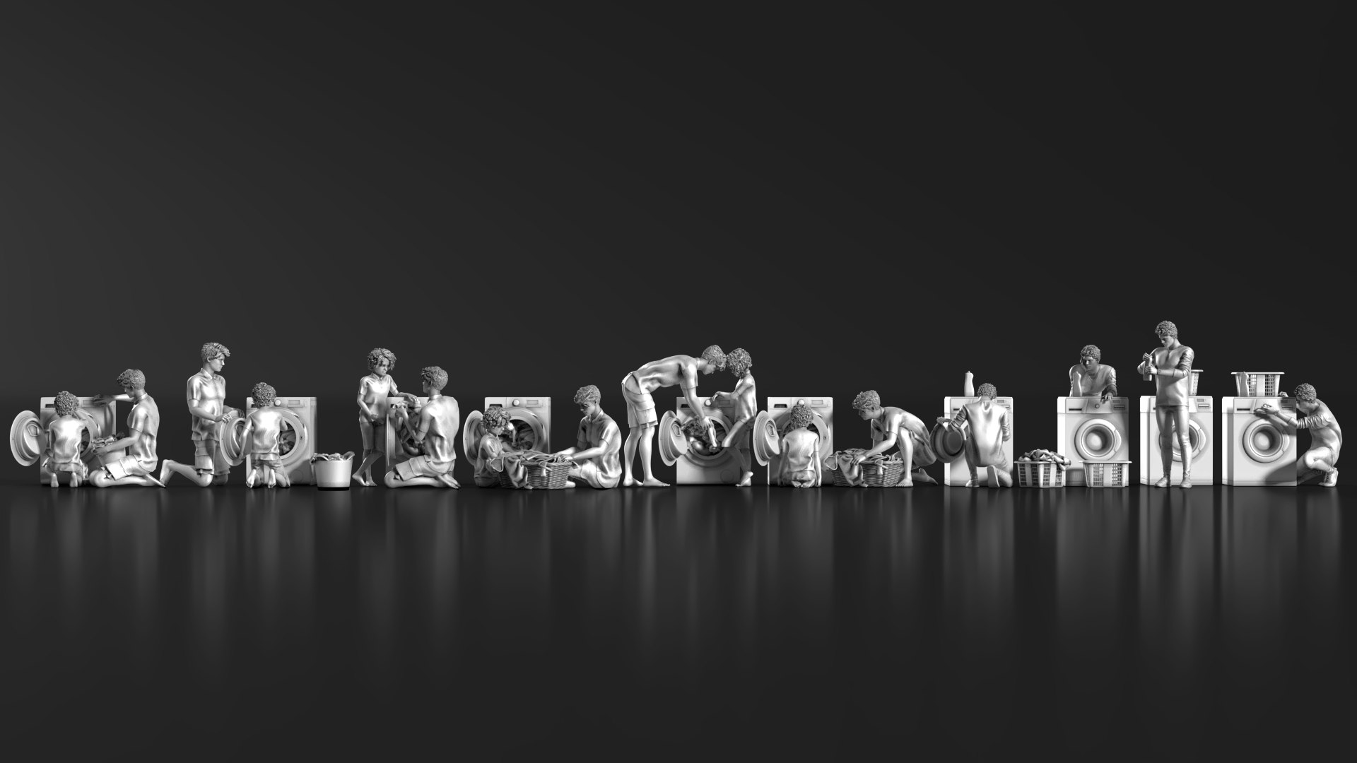 3D Model HD People 02 Washing Clothes - TurboSquid 1835608