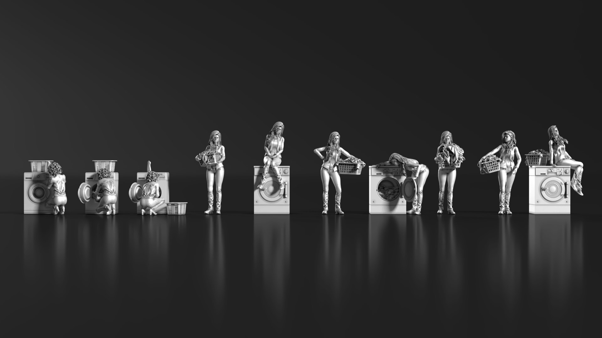 3D Model HD People 02 Washing Clothes - TurboSquid 1835608