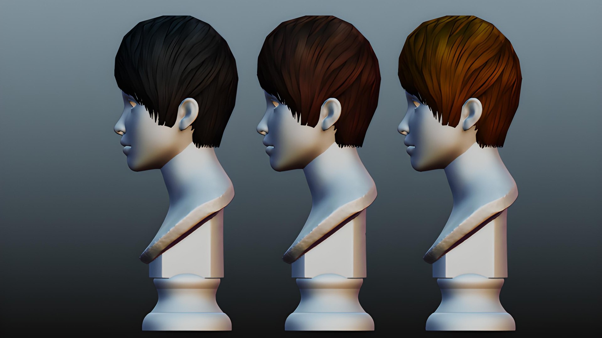 Male Hair Low Poly 3 Color 3D - TurboSquid 2120632