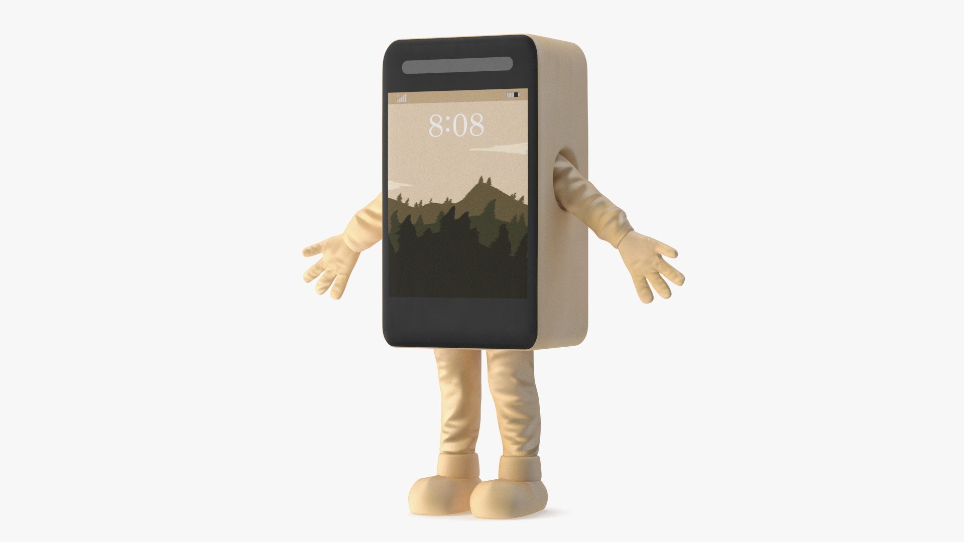 3D Cell Phone Costume Character Golden A-pose - TurboSquid 2059245