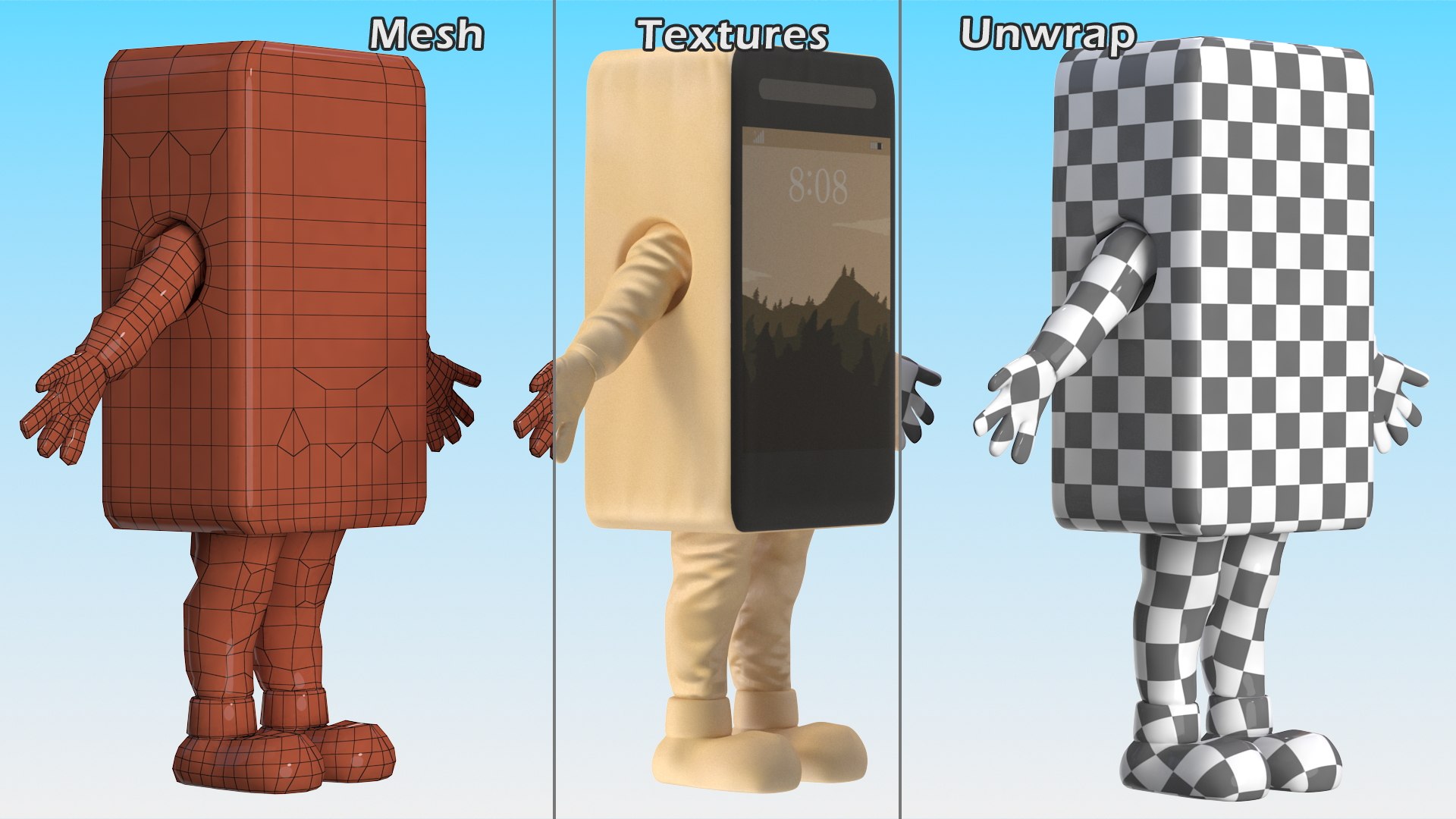 3D Cell Phone Costume Character Golden A-pose - TurboSquid 2059245