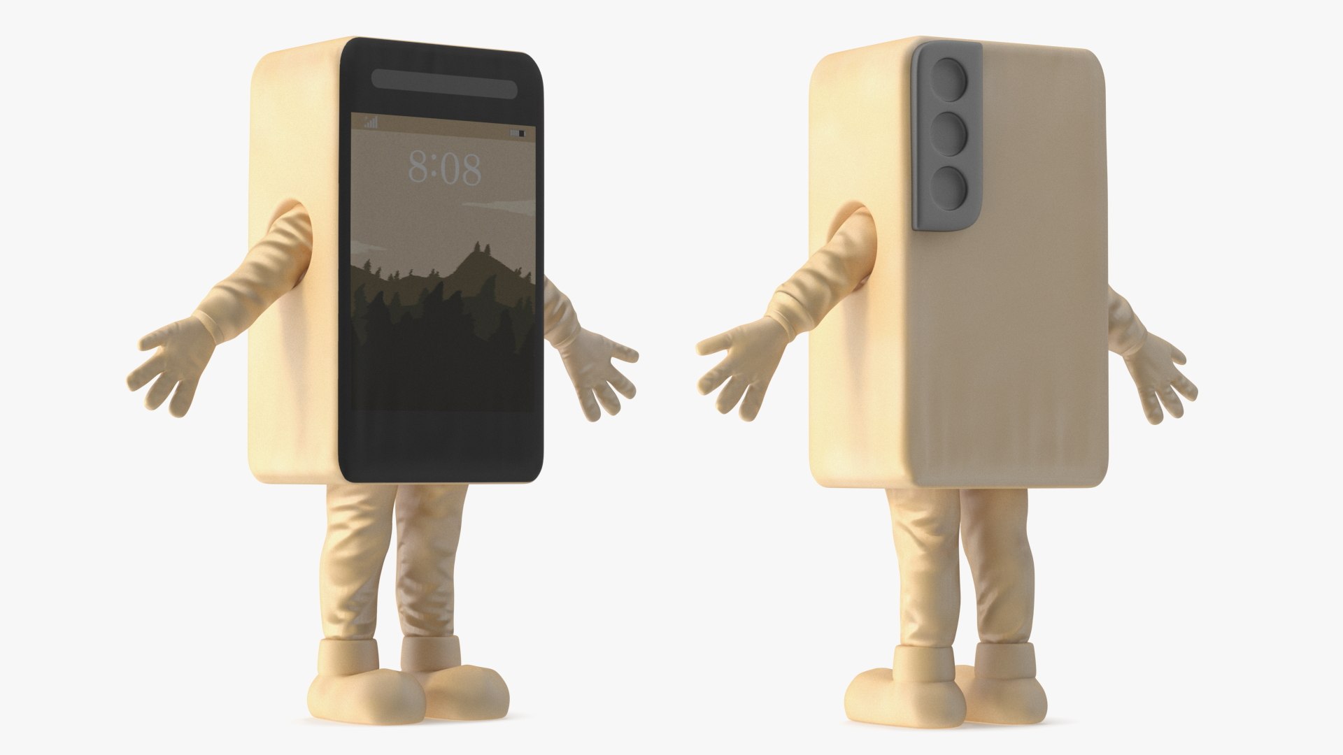 3D Cell Phone Costume Character Golden A-pose - TurboSquid 2059245