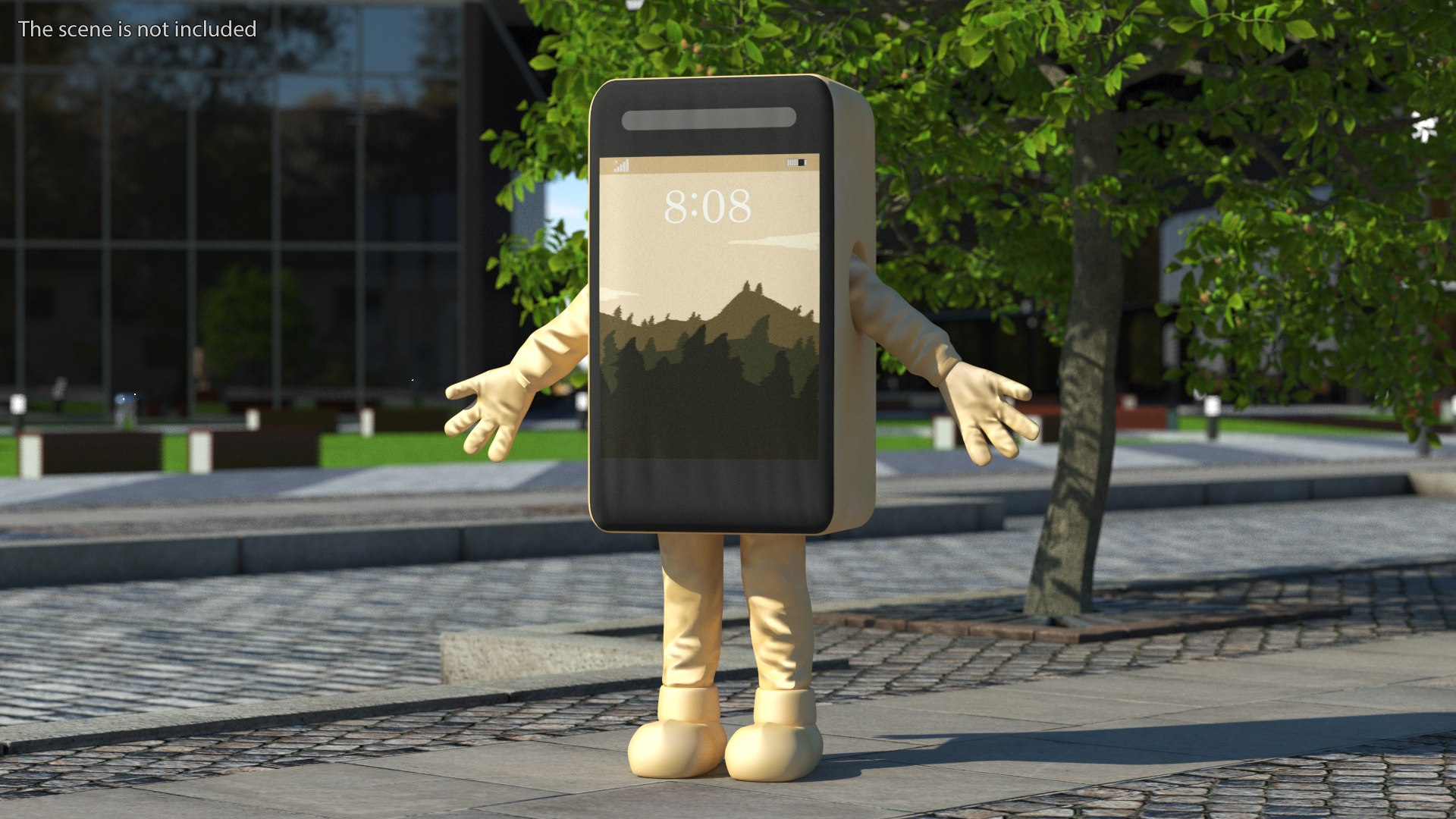 3D Cell Phone Costume Character Golden A-pose - TurboSquid 2059245