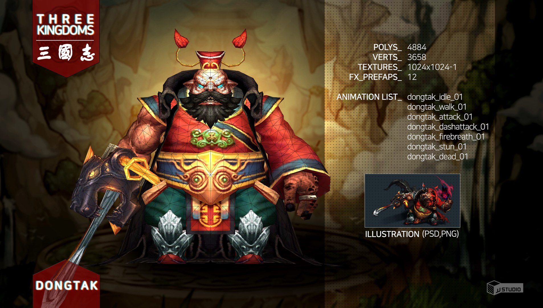 Three Kingdoms - Boss Dong Tak 3D Model - TurboSquid 2015743